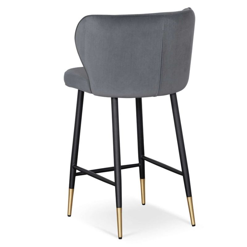 Chadwick 65cm Modern Bar Stool - Grey Velvet - Outdoor Living Essentials