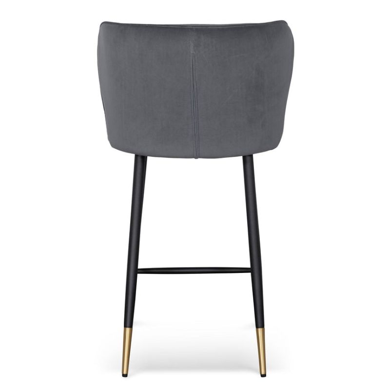 Chadwick 65cm Modern Bar Stool - Grey Velvet - Outdoor Living Essentials