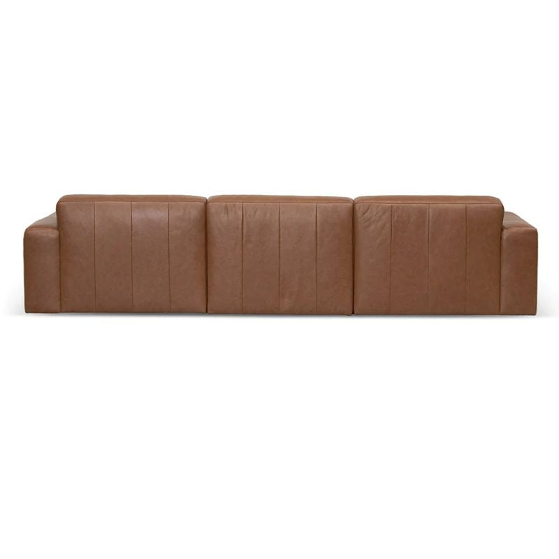 Driftwood 4 Seater Sofa - Caramel Brown Leather - Outdoor Living Essentials