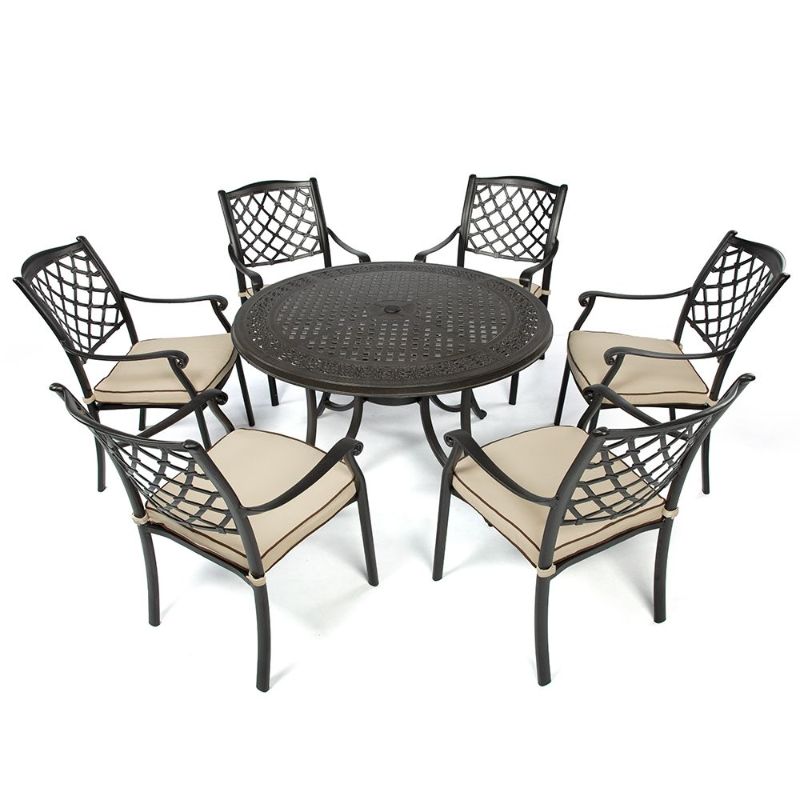 Fiji Round 120cm Cast Aluminium Outdoor Dining Table - Outdoor Living ...