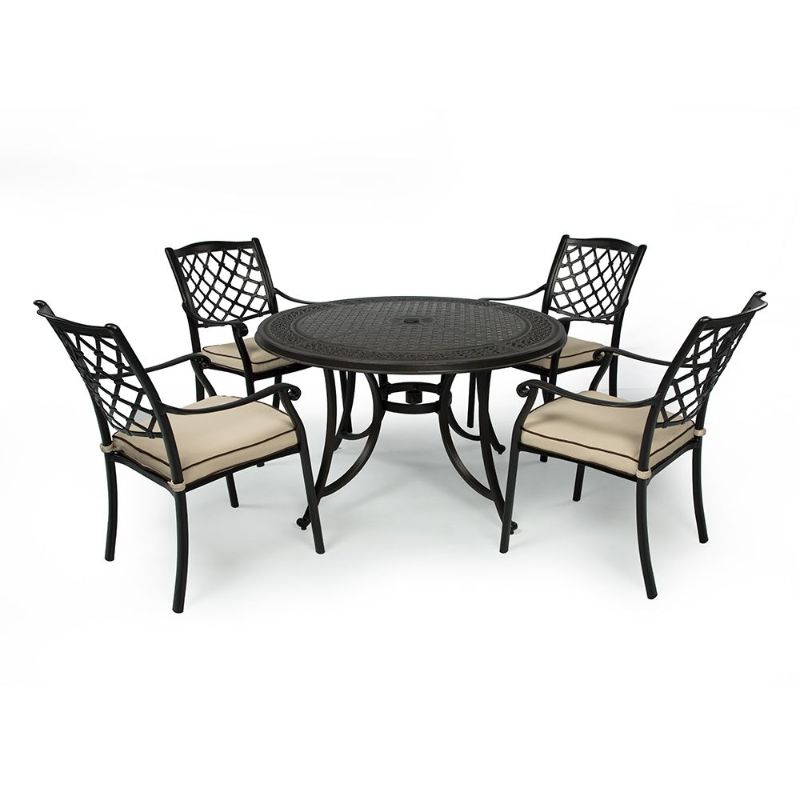 Fiji Round 120cm Cast Aluminium Outdoor Dining Table - Outdoor Living ...