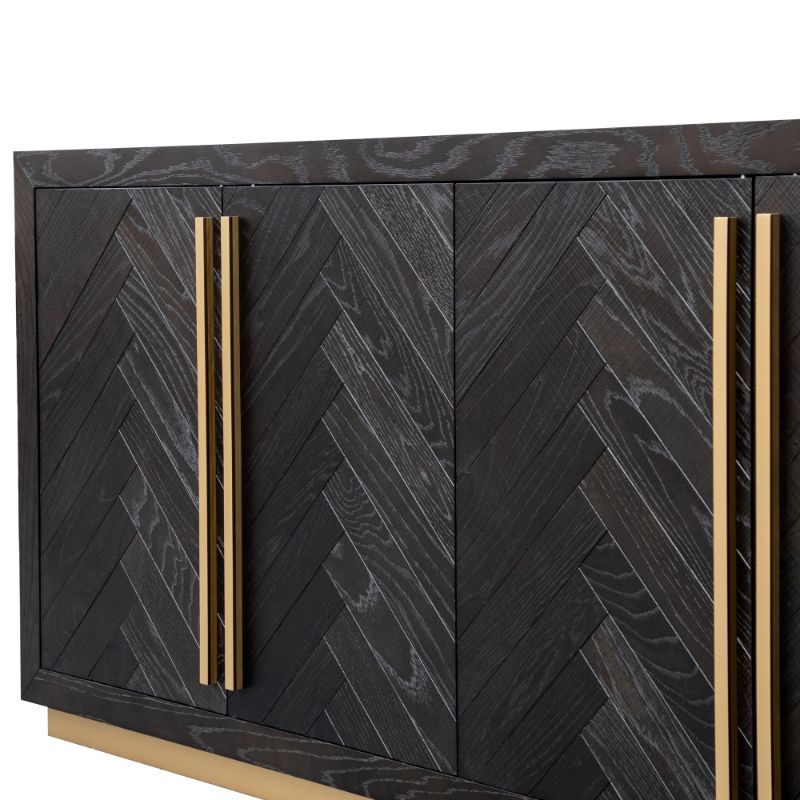 Wellington 180cm Sideboard - Black and Brass - Outdoor Living Essentials